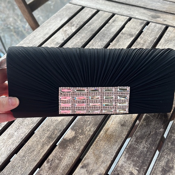 Sasha Fabiani | Bags | Sasha Satin Black Tie Evening Bag With ...